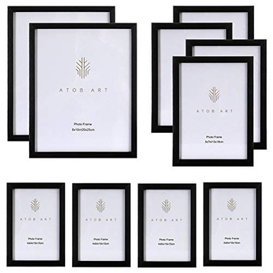 ATOBART Black Solid Wood Gallery Picture Frame Set of 10 Frames with ...