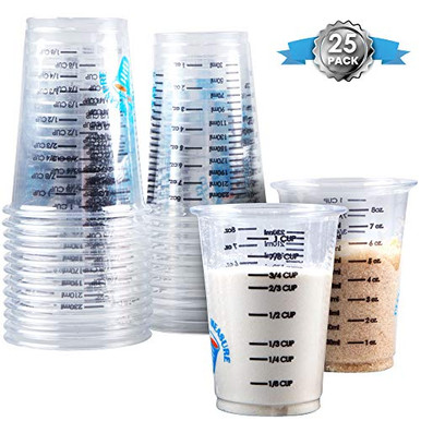 Pack of 100 Disposable Graduated Clear Plastic Measuring Cups ...