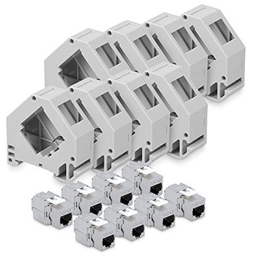 kwmobile Keystone Module Jacks - 8X CAT6A Shielded Keystone Jack RJ45 Cat 6A Ethernet Module 10 ...