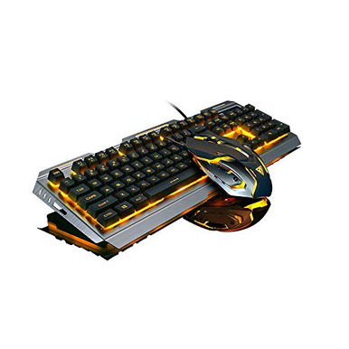 Keyboard and Mouse Combo Wired Gaming Keyboard Orange Yellow LED Light ...
