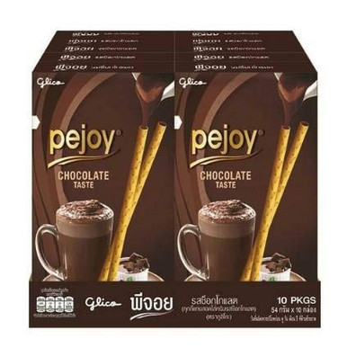 Pejoy Cookie Stick with Chocolate Taste Cream 54g_ By Glico pack of 10 ...