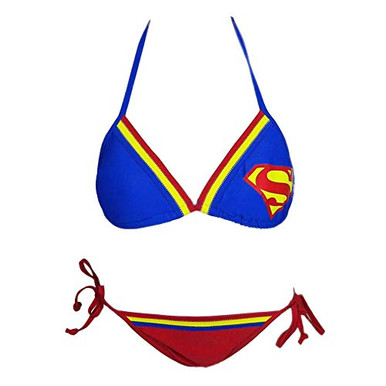 DC Comics Supergirl Triangle Band Bikini Swimsuit X-Large Blue ...