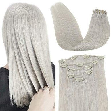 White Blonde Clip in Hair Extensions 14inch Clip in Human Hair ...