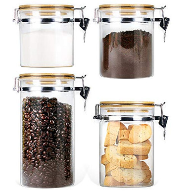 Glass Storage Jars with Airtight Locking Clamp Lids Airtight Glass ...