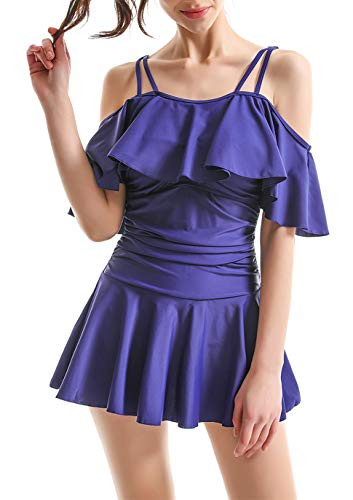 COCOPEAR Womens One Piece Flounce Swimsuit Off Shoulder Bathing Suit ...