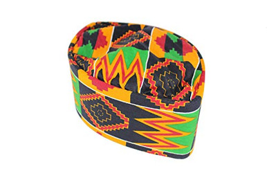 Oga Faaji African Native Hat Foldable Velvet Hat Small Kente Diamond ...
