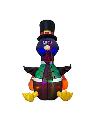 Ycolnaefllr 4 Foot Tall Thanksgiving Inflatable Turkey with Pilgrim Hat ...