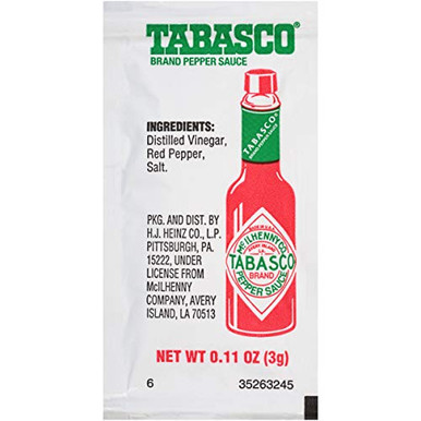 Tabasco Single Serve Pepper Sauce 3 gr_ Packets Pack of 200 ...