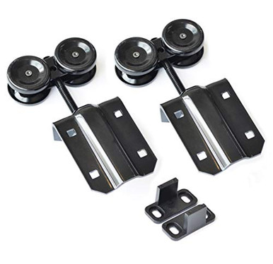 DIYHD Black Box Track Sliding Barn Door Roller Set - Warehousesoverstock