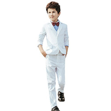 Yanlu 5 Piece Formal White Slim Fit Boys Suits for Kids First Communion ...