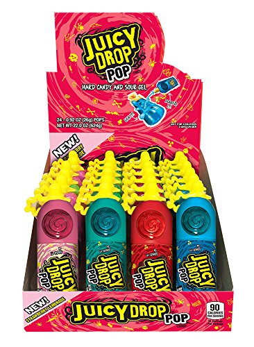 Juicy Drop Pop Sweet Lollipops Candy with Sour Liquid Assorted Flavors ...