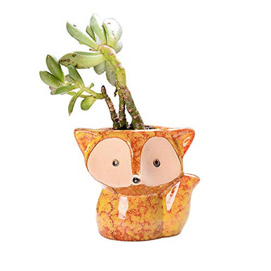 DIYARTS Cute Ceramic Fox Shaped Plant Pot for Study Living Room Bedroom ...