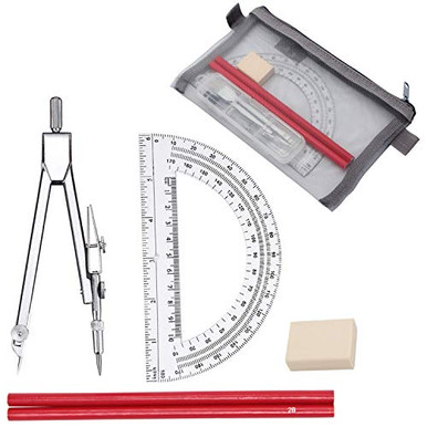 Student Geometry Math Set PoiLee Protractor and Compass Set with 6 Inch ...
