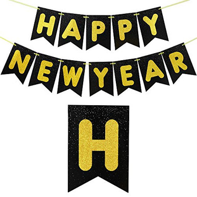 Happy New Year Banner for NYE Decorations 2021 - Gold Glitter 10 Feet ...