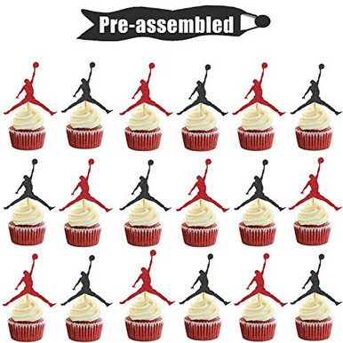 24 Counts Jordan Jumpman Cupcake Toppers Basketball Theme Birthday ...