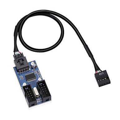 Electop 9 Pin 2 in 1 Internal USB Splitter Cable 9 pin USB Header Male ...