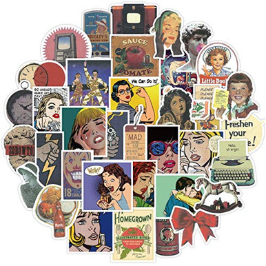 100PCS Retro Posters Stickers for Laptop and computer Waterproof Vinyl ...