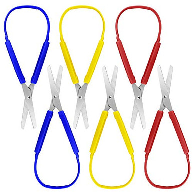 6 Pack Loop Scissors Grip Scissor Loop Handle Self-Opening Cutting ...