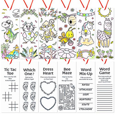 60 Pieces Valentines Day Bookmarks Color Your Own Bookmarks DIY ...