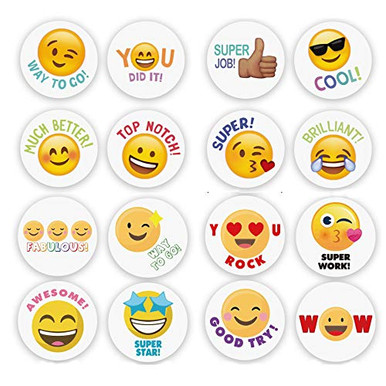 Reward Stickers Roll of 1000PCS Teacher Sticker for Kids Student Round Emoji - 1 Inch 16 Cartoon ...