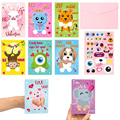 CY2SIDE 32 Pack Valentines Card for Finger Puppet Valentine Exchange ...