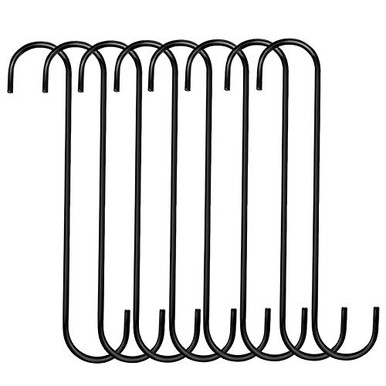 S Hooks Heavy Duty 8 Pack 10 inch Extra Large S Shaped Hooks Black Long ...