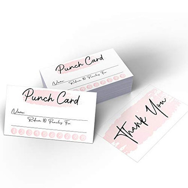 50 Pink Watercolor Design Reward Punch Thank You Reward Cards 3_5 x 2 ...
