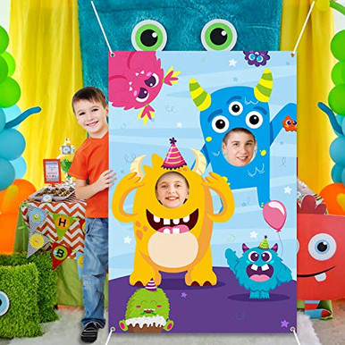 MALLMALL6 Monster Door Banner Large Polyester Monster Face Photo Banner ...