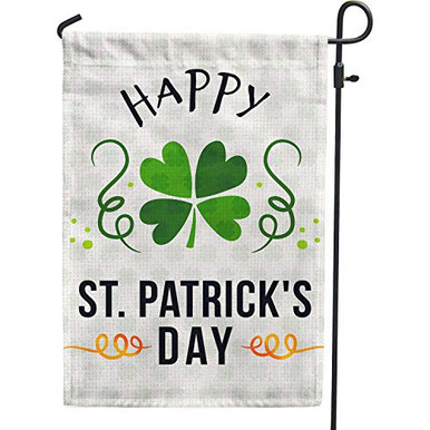 PAMBO Happy St Patricks Day Garden Flag 12x18 Double Sided Burlap Green ...