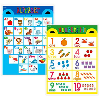ABC Alphabet and Numbers 1-10 Laminated Posters for Kids 17 x 23 ...