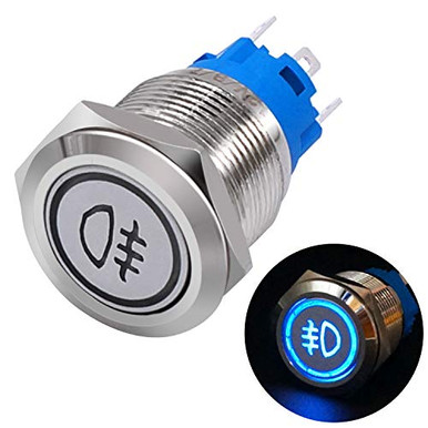 Taiss 12V 16mm Blue LED Illuminated Car Fog lamp Push Button Switch 1NO ...