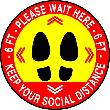 10 Pack Social Distancing Floor Decal Stickers-8 Round Wait Here Sign ...