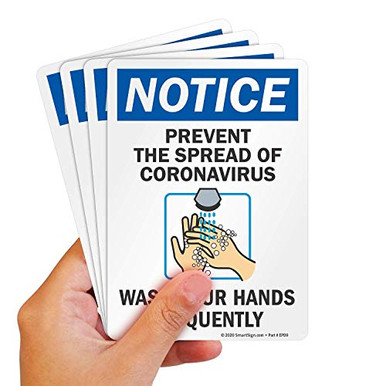 SmartSign Notice - Wash Your Hands Frequently Labels Pack of 4 5 x 7 ...