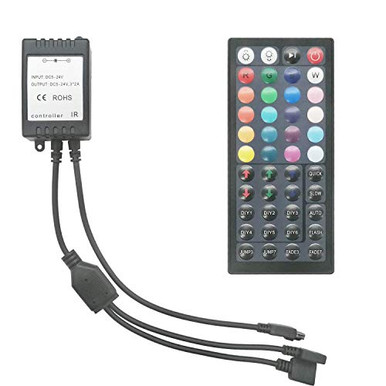 Miheal 2-Port 44 Keys Wireless IR Remote Control Dimmer for SMD 5050 3528 RGB LED Strip Lights ...