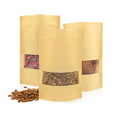 Kraft Stand Up Pouches with Clear Window60 Pcs Resealable Zip Lock Seal ...