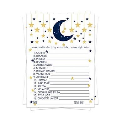 Twinkle Twinkle Little Star Baby Shower Game 25 Pack Word Scramble ...
