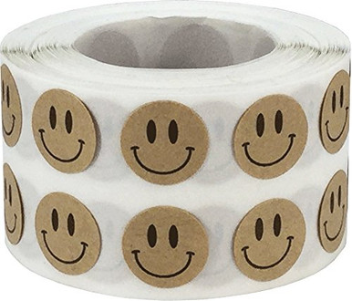 Happy Face Stickers Natural Brown Kraft Happy Face Labels 0_50 Inch ...