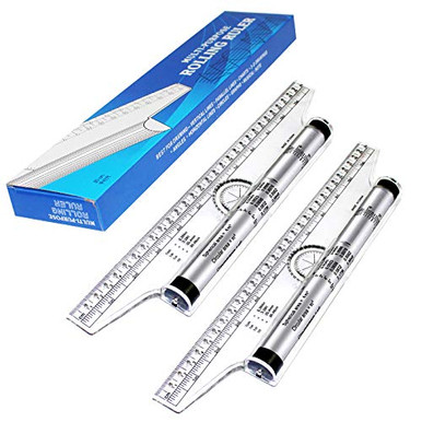 2 Pieces Plastic Measuring Rolling Ruler Parallel Circle Arc Drawing ...