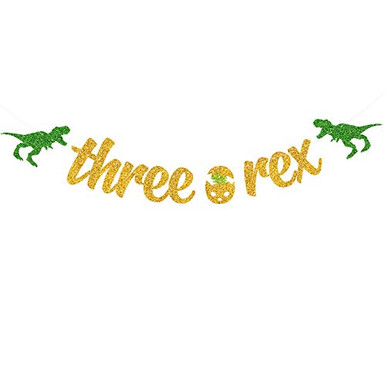 Yvokii Dinosaur Three Rex Banner 3rd Birthday Banner Young Wild and ...
