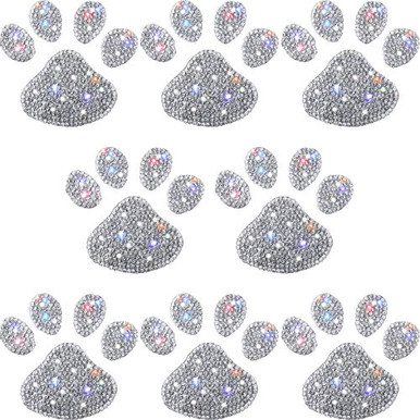 Crystal Car Decoration Stickers Bling Rhinestone Paw Decals White ...