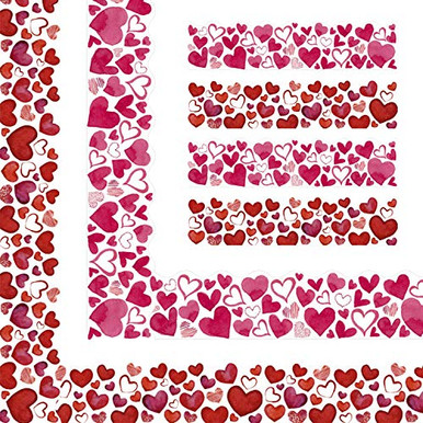 Whaline 68ft Valentines Day Bulletin Board Border 60pcs Red Pink Heart ...