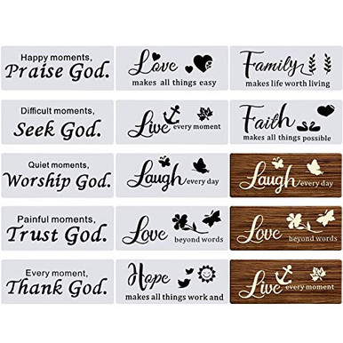 12 Pieces Words Stencils Templates Reusable Family Word Sign Stencil ...