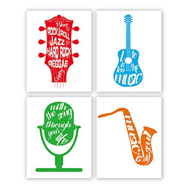 Colorful Musical Instrument Wall Art Print-- Music Room or Classroom ...