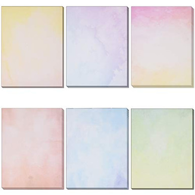 120 Pack Water Color Stationery Paper Set 6 Watercolor Designs Double ...