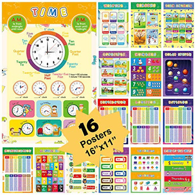16PCS Alphabet Poster Educational Preschool Posters for Kids and ...