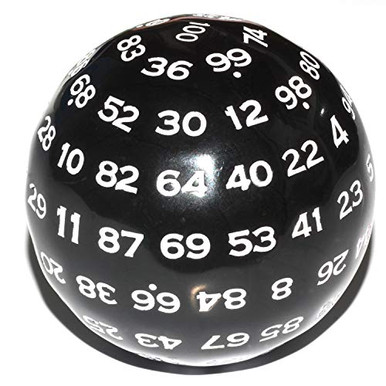 100 Sided Die Black in White Numbers 100 Sided Cube Each Surface is ...