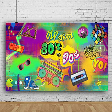 RBQOKJ 7x5ft Colorful Graffiti Wall Backdrop 80s 90s Birthday ...