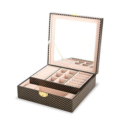 Jewelry Box Girls Jewelry Organizer Mirrored Mini Travel Case Lockable ...