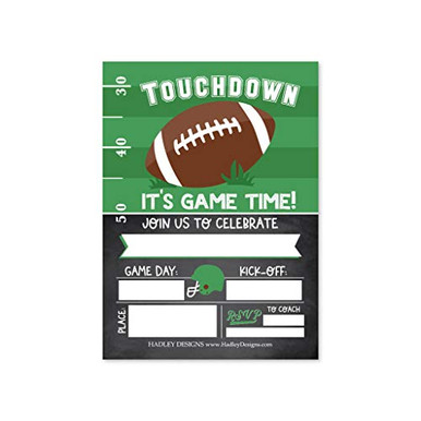 Hadley Designs 25 Colorful Football Birthday Party Invitations Huddle ...