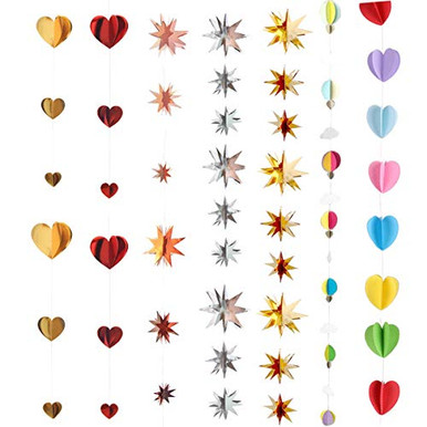 7 Pcs 3D Star Garland Colorful Heart Hanging Decorations Clouds Paper ...